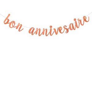 rose gold bon anniversaire banner-anniversaire party decorations supllies-birthday party sign decors