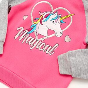 Angel Face Toddler Girls' Sweatsuit Set - Fleece Pullover Hoodie and Jogger Sweatpants Set (4 Piece), Size 2T, Magical Unicorn