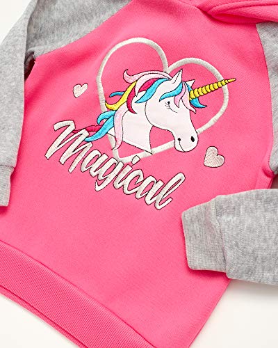 Angel Face Toddler Girls' Sweatsuit Set - Fleece Pullover Hoodie and Jogger Sweatpants Set (4 Piece), Size 2T, Magical Unicorn