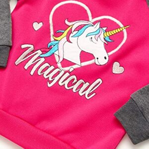 Angel Face Toddler Girls' Sweatsuit Set - Fleece Pullover Hoodie and Jogger Sweatpants Set (4 Piece), Size 2T, Magical Unicorn