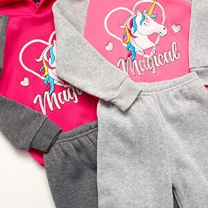 Angel Face Toddler Girls' Sweatsuit Set - Fleece Pullover Hoodie and Jogger Sweatpants Set (4 Piece), Size 2T, Magical Unicorn