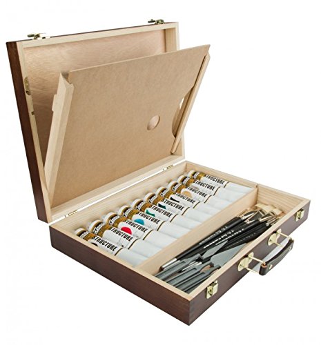 Creative Mark Capri 2 Deluxe Wood Artist Paint Box - Storage for Art Supplies, Paints, Mediums, Brushes, Compartment Storage, Lightweight, Travel - [Oil-Stained – Dark Walnut Finish]