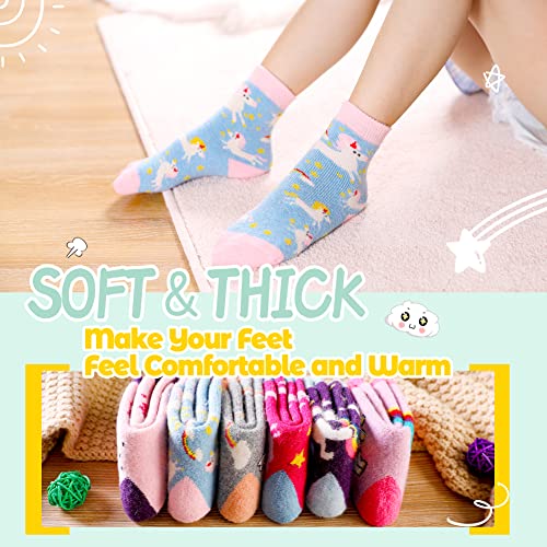 Children's Wool Socks Boys Girls Warm Winter Thick Cozy Thermal Heavy Boot Crew Socks For Kids Toddlers 6 Pairs(Unicorn,4-7 Years)