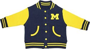 university of michigan wolverines block m varsity jacket navy/yellow