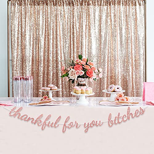 MATTTIME Thankful For You Banner Rose Gold Glitter Garland Friendsgiving Thanksgiving Decoration Fall Humor Funny Party Ideas