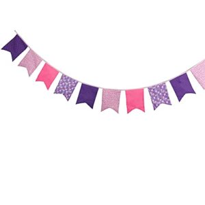 12pcs Pennant Banners, Swallowtail Bunting Flag Pink purple cotton fishtail Triangle Flags, Garland for Home Festivals Nursery Outdoor Hanging Decoration.