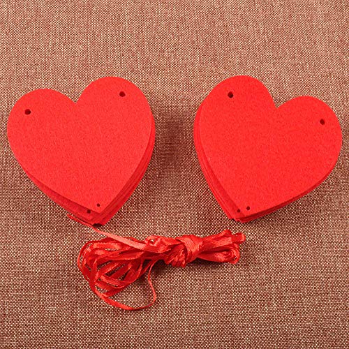 5 Pack Felt Heart Garland Banner, Love You Banner, Valentines Day Banner Decor - Valentines Decorations - Anniversary, Wedding, Birthday Party Decorations (A)