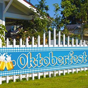 Nepnuser Oktoberfest Fence Banner for German October Fest Themed Party Decoration Blue Bavarian Flag Check Hanging Banners for Beer Party Supply