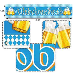 Nepnuser Oktoberfest Fence Banner for German October Fest Themed Party Decoration Blue Bavarian Flag Check Hanging Banners for Beer Party Supply