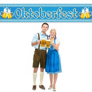 Nepnuser Oktoberfest Fence Banner for German October Fest Themed Party Decoration Blue Bavarian Flag Check Hanging Banners for Beer Party Supply