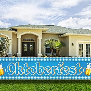 Nepnuser Oktoberfest Fence Banner for German October Fest Themed Party Decoration Blue Bavarian Flag Check Hanging Banners for Beer Party Supply