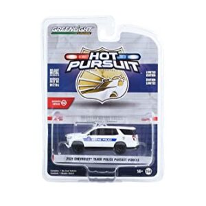 ModelToyCars 2021 Chevy Tahoe Police Pursuit Vehicle, White - Greenlight 43000F - 1/64 Scale Diecast Car