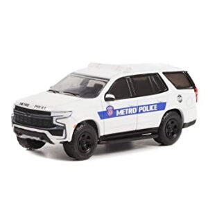 ModelToyCars 2021 Chevy Tahoe Police Pursuit Vehicle, White - Greenlight 43000F - 1/64 Scale Diecast Car