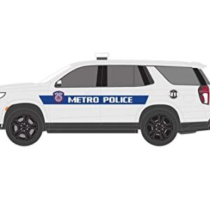 ModelToyCars 2021 Chevy Tahoe Police Pursuit Vehicle, White - Greenlight 43000F - 1/64 Scale Diecast Car