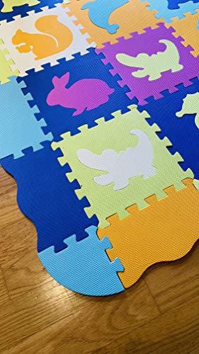 Baby Play Mat with Fence - Baby mats for Playing with Foam Animals, and Tiles. Playmat for Kids, Toddlers, & Infants. Tummy Time mat, Ball Pit, Floor Activity Center Gym 57"x 57", Over 74" Across!