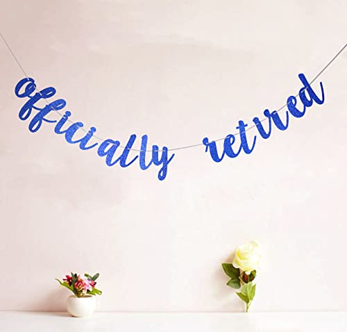 Starsgarden Retirement Party Banner, Happy Retirement, I'm Retired, Goodbye Tension Hello Pension, Goodluck We Will Miss You Retirement Party Hanging Paper flag(Blue Retired)