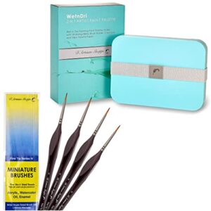 wetndri wet palette and fine tip series iv round 0 brushes bundle