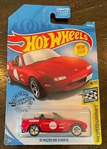 hot wheels 2019 hw speed graphics ’91 mazda mx-5 miata, 184/250 red