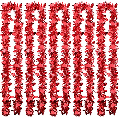 Bememo 78.74 Feet Valentine's Day Heart Tinsel Love Party Garland Glitter Hanging Decoration for Valentine Wedding Engagement Anniversary Party Supplies, Red