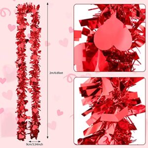 Bememo 78.74 Feet Valentine's Day Heart Tinsel Love Party Garland Glitter Hanging Decoration for Valentine Wedding Engagement Anniversary Party Supplies, Red