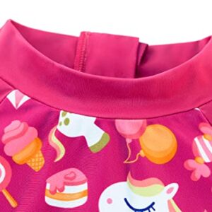 Baby/Toddler Girls Rash Guard Swimsuit UPF 50+ Sun Protection Long Sleeve One Piece Swimwear (Rose,18-24 Months)