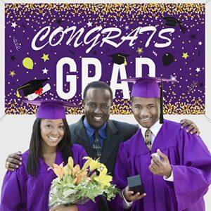 Graduation Banner - Purple Congrats Grad Banner- Extra Large 70" X 40" Graduation Backdrop - Graduation Party Supplies 2022 - Graduation Decorations - 2022 Grad Party Outdoor Indoor Hanging Decor