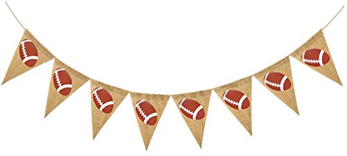 Burlap Banner Football Printed Hanging Banner Bunting Garland for Sport Theme Bunting Garland Party Decor