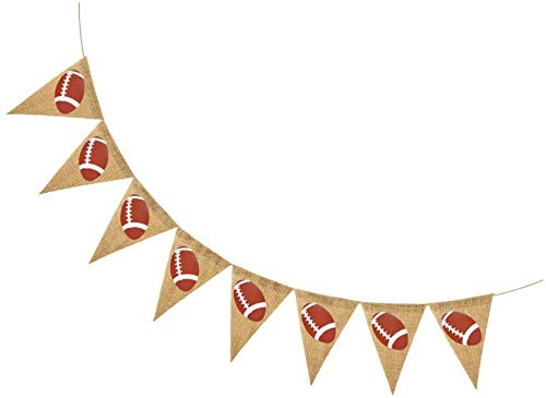 Burlap Banner Football Printed Hanging Banner Bunting Garland for Sport Theme Bunting Garland Party Decor