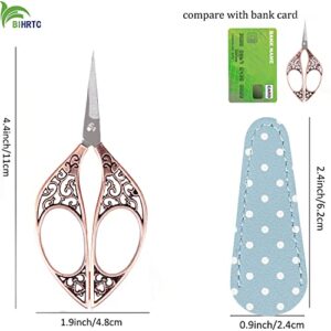 BIHRTC 4.4inch Sewing Crafting Scissors Small Sharp Pointed Tip Stainless Steel Scissors Little Scissors for Embroidery Cross Stitch Threading Needlework DIY Art Tool Handcraft Scissors