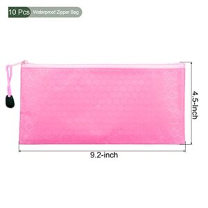 YOKIVE 5 Pack Waterproof Zipper Bags, Pencil Case Travel Storage Bag | Makeup Supply Files Organizer Pouch, Great for Office(Pink, A6)