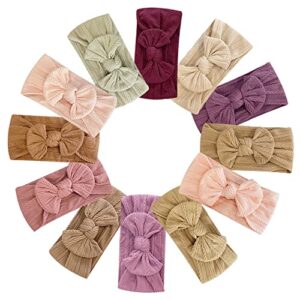 12pcs baby headbands and bows nylon headbands for baby girls headdresses for newborns fade color baby headbands turban knotted