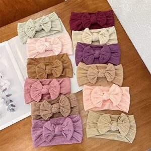 12PCS Baby Headbands and Bows Nylon Headbands for Baby Girls Headdresses For Newborns Fade Color baby Headbands Turban Knotted