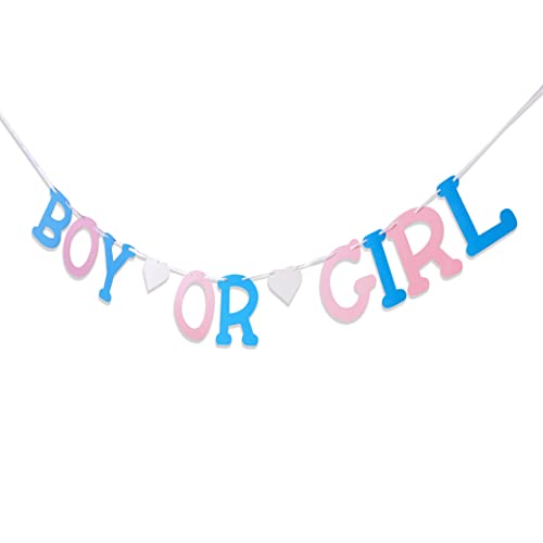 Boy or Girl Gender Reveal Banner - Gender Reveal Baby Shower Banner , Pink or Blue Gender Reveal Banner , He or She Gender Reveal Sign , Baby Shower Party Supplies (BOY OR GIRL BANNER)