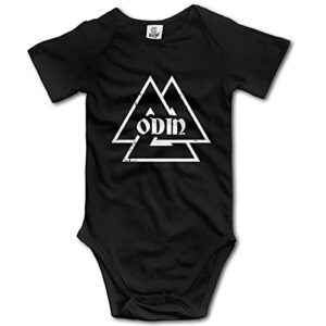 Baby Valknut, The Symbol of Odin God Family Newborn Short Sleeve Romper Unisex Bodysuit Black