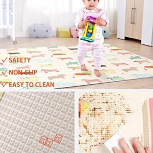 HOMTOL Baby Play Mat, Reversible Foam Playmat, 59"x70" Toddlers Infants Crawling Mat, Kids Activity Mats for Floor, Non-Slip Double Sided