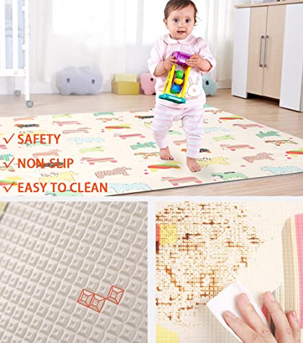 HOMTOL Baby Play Mat, Reversible Foam Playmat, 59"x70" Toddlers Infants Crawling Mat, Kids Activity Mats for Floor, Non-Slip Double Sided