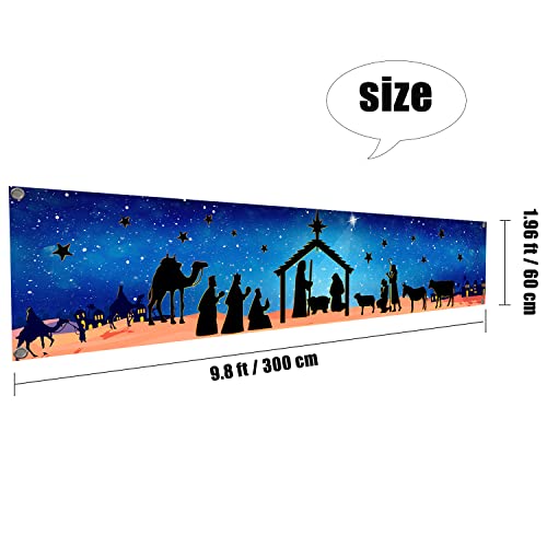 Holy Nativity Christmas Decorations Banner Manger Scene Religious Christmas Yard Sign Banner for Merry Christmas Xmas Outdoor Decorations