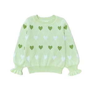 fantangpai toddler girl sweater green heart knit outfit baby girl knitwear