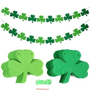 Tonak Felt Shamrock Clover Banner Hanging Shamrock Decorations Shamrock Ornament Decor for st Patricks Day Accessories Garland Banner st. Patricks Day Decorations Irish Day Party Supplies 20pcs