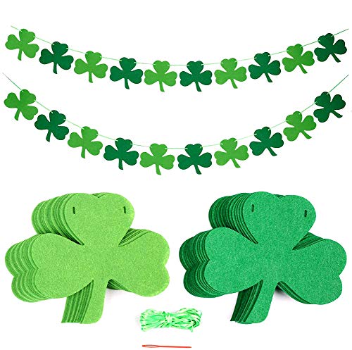 Tonak Felt Shamrock Clover Banner Hanging Shamrock Decorations Shamrock Ornament Decor for st Patricks Day Accessories Garland Banner st. Patricks Day Decorations Irish Day Party Supplies 20pcs