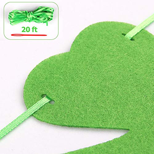 Tonak Felt Shamrock Clover Banner Hanging Shamrock Decorations Shamrock Ornament Decor for st Patricks Day Accessories Garland Banner st. Patricks Day Decorations Irish Day Party Supplies 20pcs