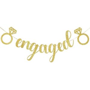 Engagement Party Banners Glitter Gold Letters He Asked She Said Yes Garland for Wedding Engagement Party Hen Party Bridal Shower Bachelorette Party Favor Party Decoration Supplies (GOLD)