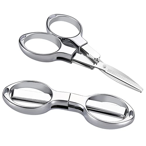 Vurtid 3 Pcs Folding Scissors - Comfortable Zinc Alloy Grip Sharp Stainless Steel Blade, Portable Travel Trip Scissors