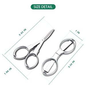 Vurtid 3 Pcs Folding Scissors - Comfortable Zinc Alloy Grip Sharp Stainless Steel Blade, Portable Travel Trip Scissors