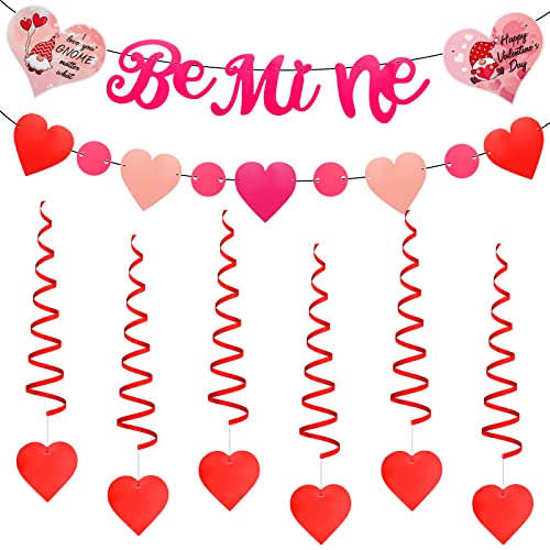 8pcs Valentines Day Heart Banners, Shining Heart Banner Decorations Hearts Garland for Valentines Day Weddings Birthday Parties