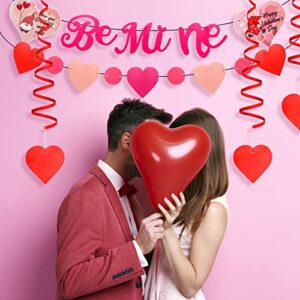 8pcs Valentines Day Heart Banners, Shining Heart Banner Decorations Hearts Garland for Valentines Day Weddings Birthday Parties