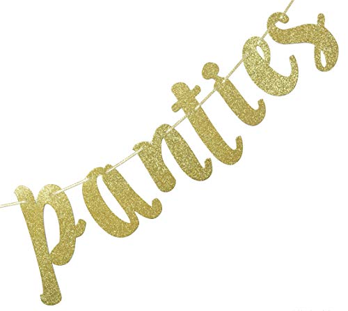 Drop Your Panties Glitter Gold Banner, Lingerie Shower Banner, Bachelorette Party Decorations (Gold)