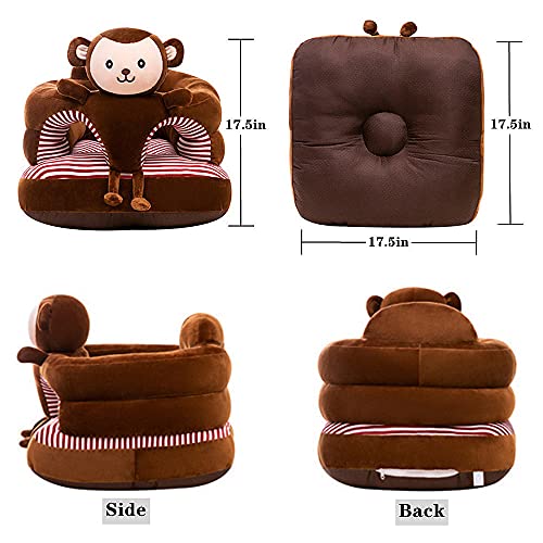 Baby Support Seat, Cute Baby Sofa Chair for Sitting Up, Comfy Plush Infant Seats (Monkey,W17.5" x H17.5")