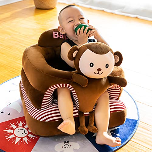 Baby Support Seat, Cute Baby Sofa Chair for Sitting Up, Comfy Plush Infant Seats (Monkey,W17.5" x H17.5")