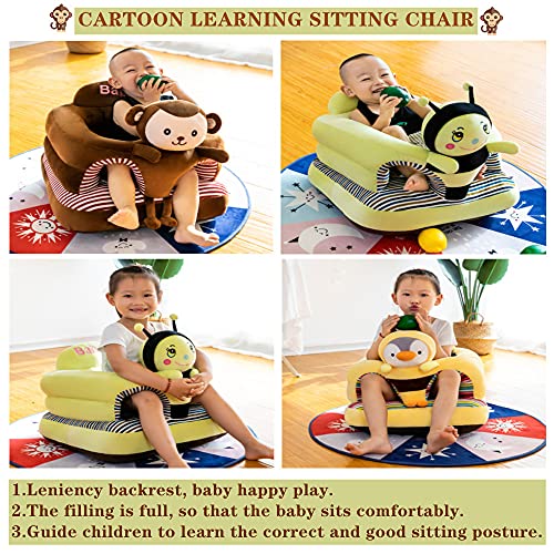 Baby Support Seat, Cute Baby Sofa Chair for Sitting Up, Comfy Plush Infant Seats (Monkey,W17.5" x H17.5")